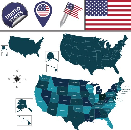 United States State Map Royalty Free Vector Image