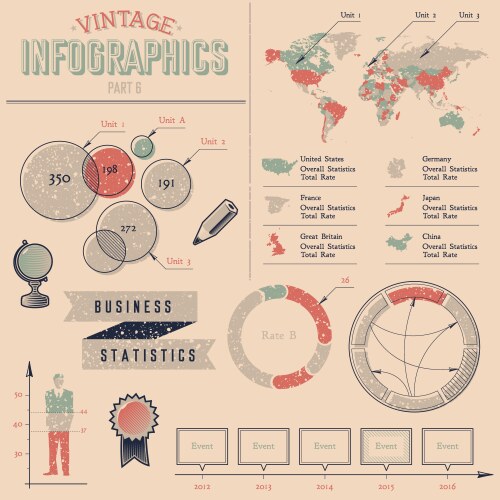 Vintage infographics with data icons Royalty Free Vector