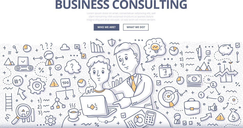 Set of doodle business management Royalty Free Vector Image