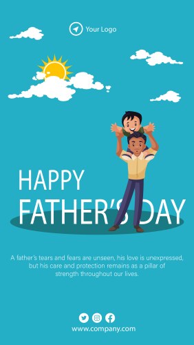 Happy fathers day portrait template Royalty Free Vector