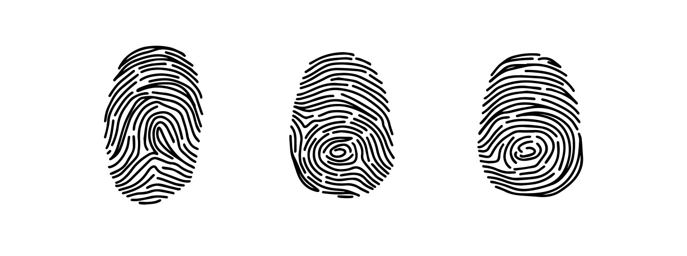 Fingerprint icon set print hand drawn doodle Vector Image