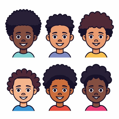 Six diverse cartoon faces represent multicultural Vector Image