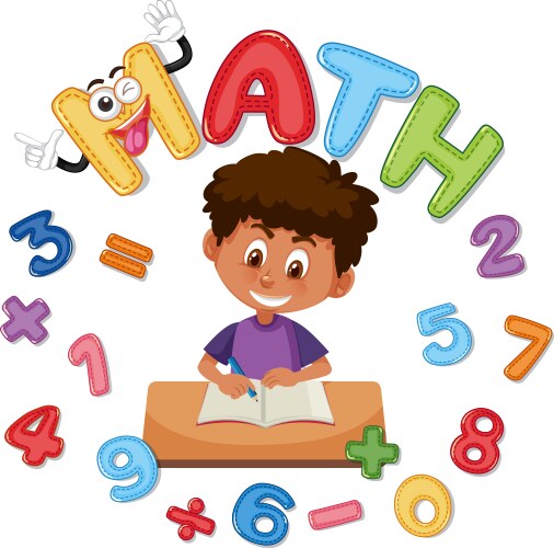 Mathematics logo with girl in many movements Vector Image