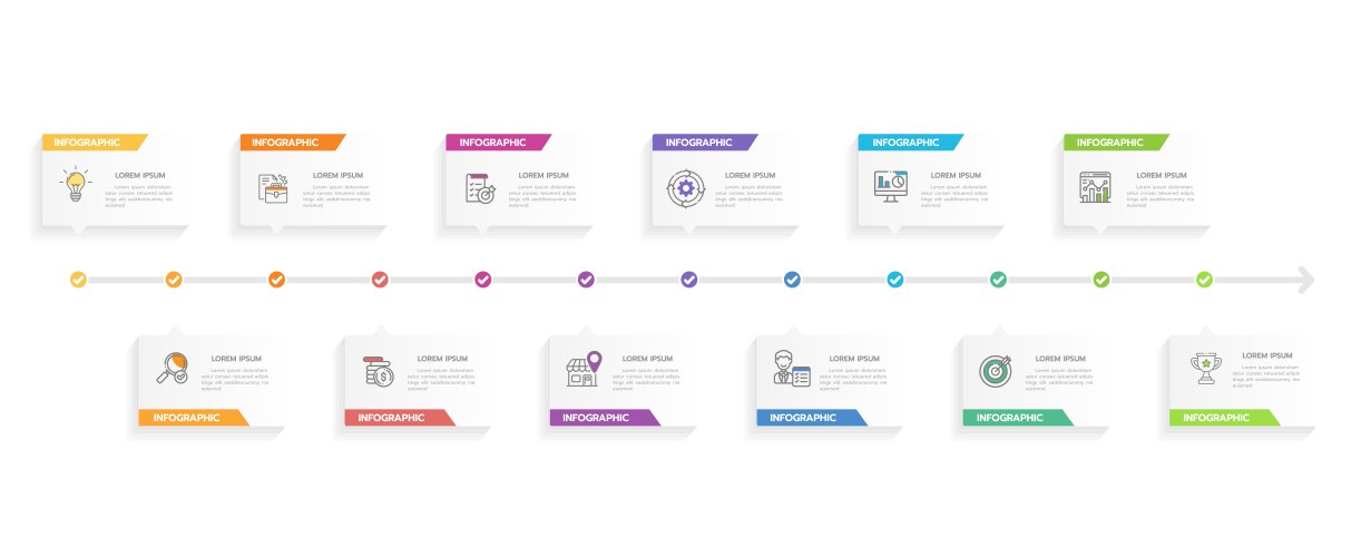 Infographic 12 month timeline diagram with 5 topic