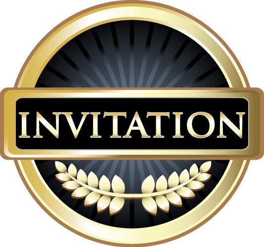 Invitation gold label Royalty Free Vector Image