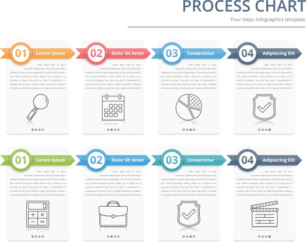 Five coworkers process chart template Royalty Free Vector