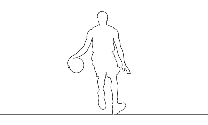 Competitive young man practicing basketball Vector Image