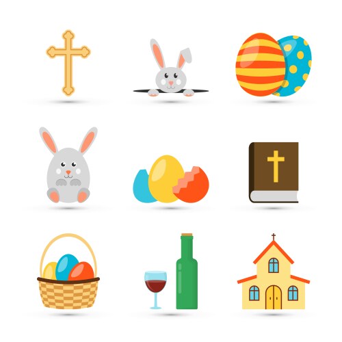 Easter eggs religious flat set – Royalty-Free Vector | VectorStock
