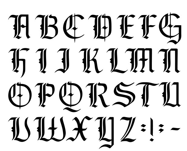 Gothic alphabet medieval font Royalty Free Vector Image