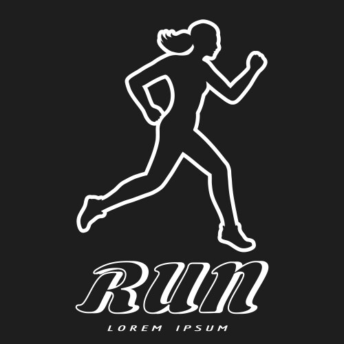 Black isolated running woman silhouette Royalty Free Vector