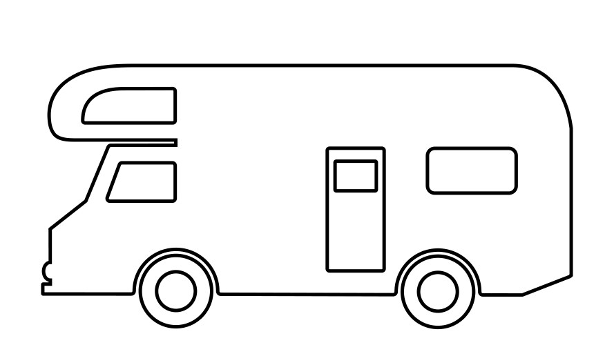 Motorhome icon outline camper caravan Royalty Free Vector