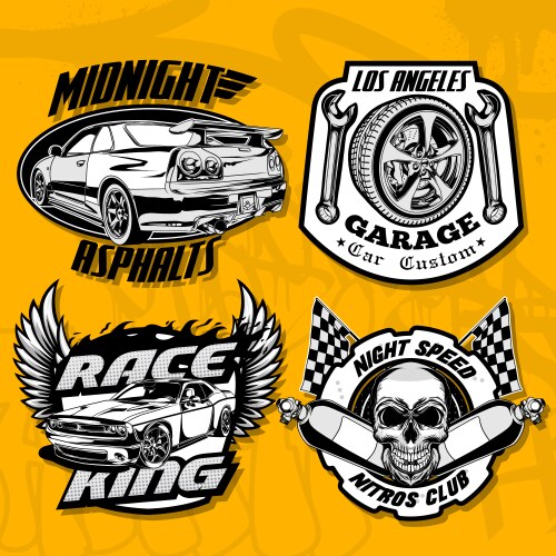 Racing car logo badge 2 Royalty Free Vector Image