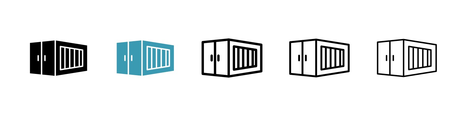 Shipping container icon set black filled Vector Image
