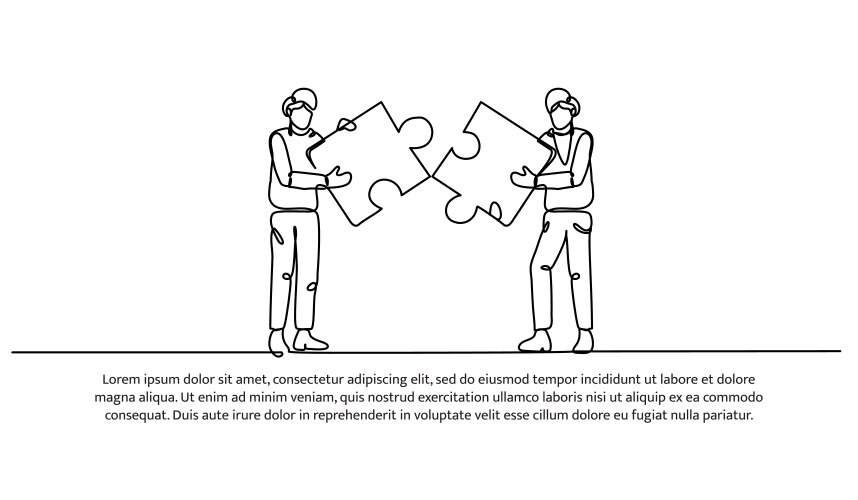 Continuous one line design of cooperation Vector Image