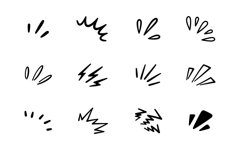 Doodle radial line rays hand drawn round corner Vector Image