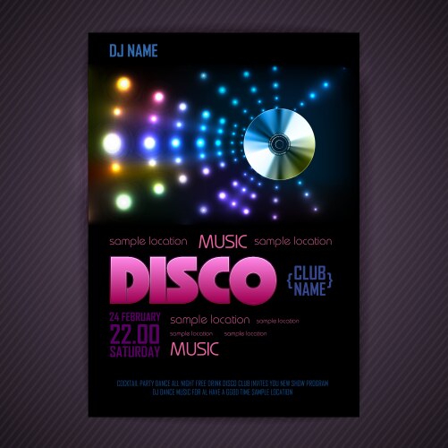 Disco background party poster Royalty Free Vector Image