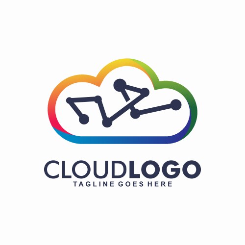 Cloud inspect logo silhouette Royalty Free Vector Image