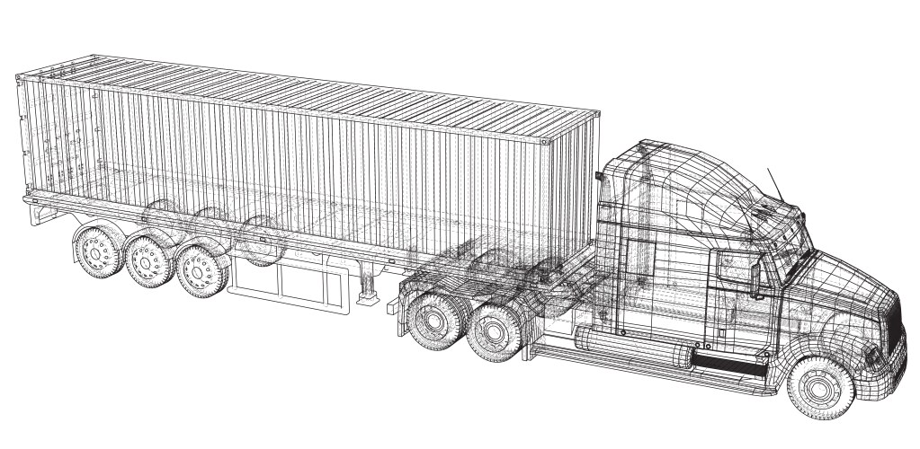 Sketch drawing of truck Royalty Free Vector Image