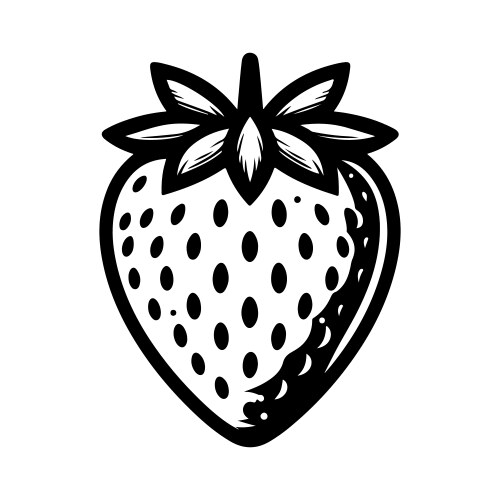 Flat strawberry in monochrome silhouette design Vector Image