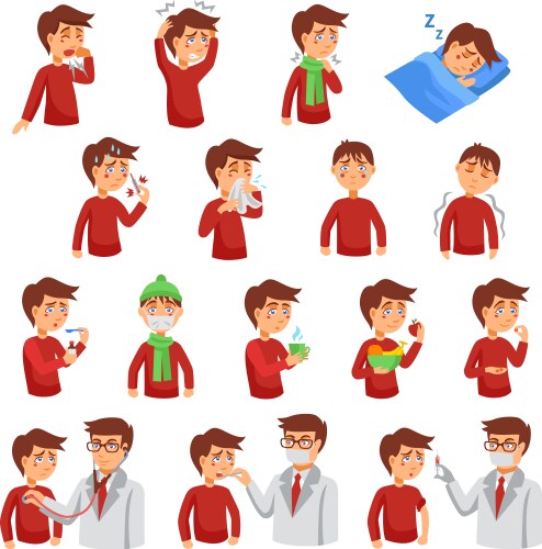 Influenza symptoms flu disease poster or brochure Vector Image