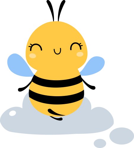 Cartoon bee sitting on a leaf Royalty Free Vector Image