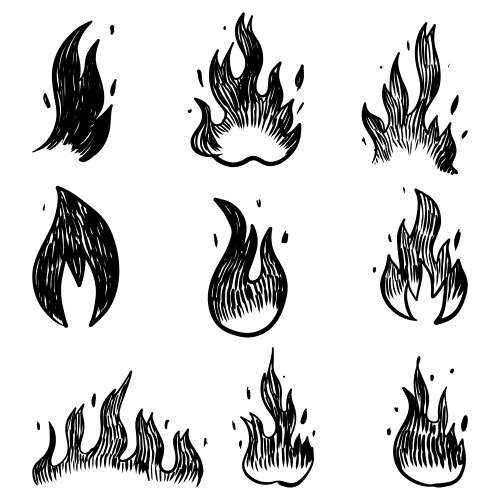 Doodle sketch style of hand drawn fire Royalty Free Vector