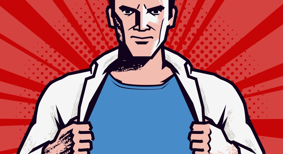 Superhero strong cartoon in pop art retro comic Vector Image