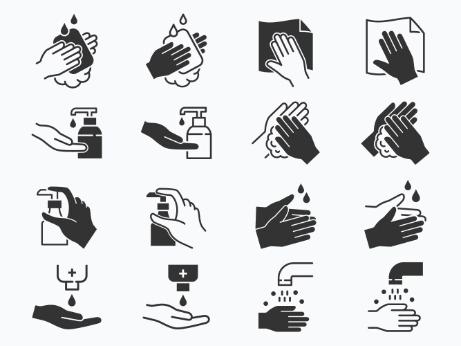 Steps to hand washing set Royalty Free Vector Image