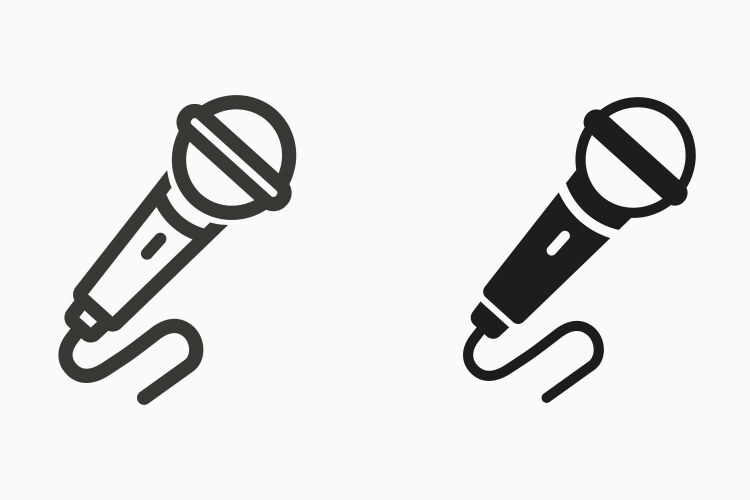 Microphone icon logo sign outline Royalty Free Vector Image