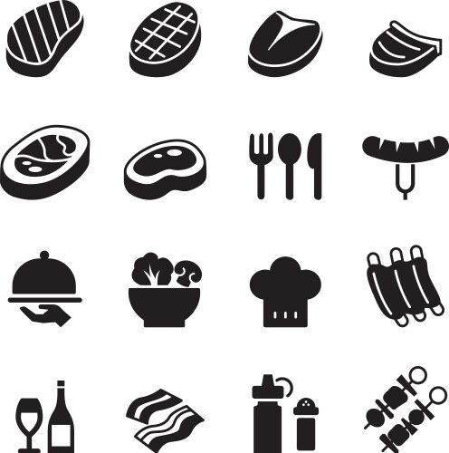 Steak icons set Royalty Free Vector Image - VectorStock