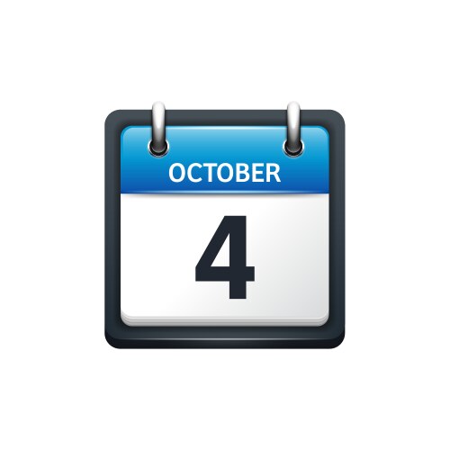 October 4 flat daily calendar icon date Royalty Free Vector
