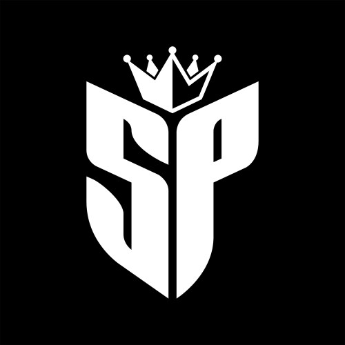 Sp letter logo with sharp triangle shield shape Vector Image