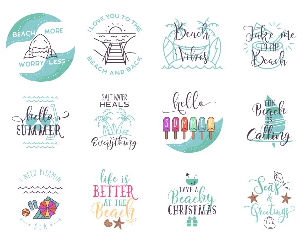 Beach symbols Royalty Free Vector Image - VectorStock