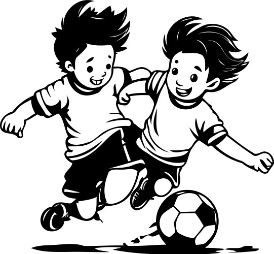 Children Playing Football Clipart Black And White