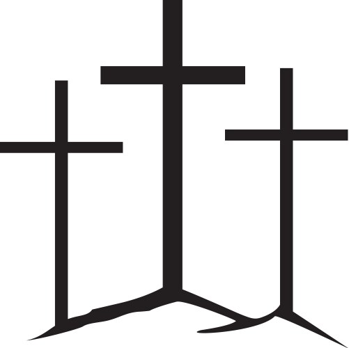 Three crosses on top of mount calvary Royalty Free Vector
