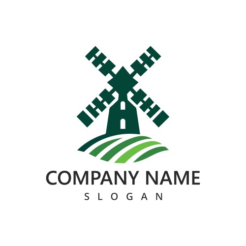 Windmill logo for farm product symbol Royalty Free Vector