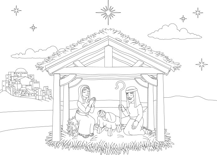 Christmas Scene Line Drawing Vector Images (over 330)