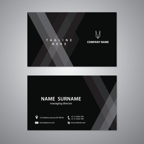 Visiting Card Design Black Background Editable Blue & Gold Luxury