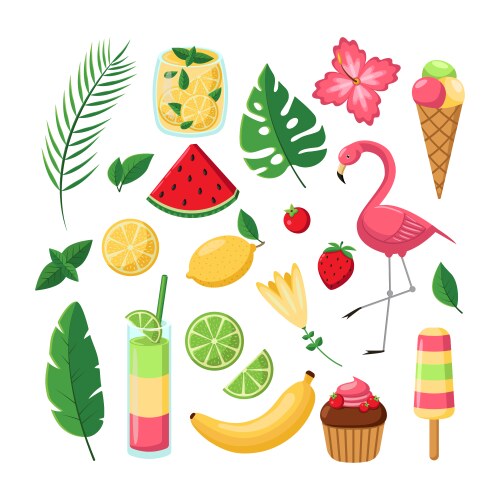 Hawaiian beach party icons Royalty Free Vector Image