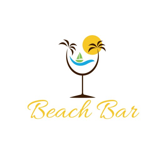 Bar and nightclub in beach logo design concept Vector Image
