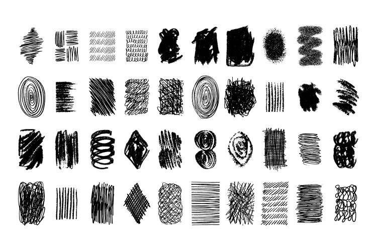 Doodle hand drawn set scribble brushes ink lines Vector Image