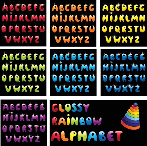 English alphabet in low poly style rainbow colors Vector Image