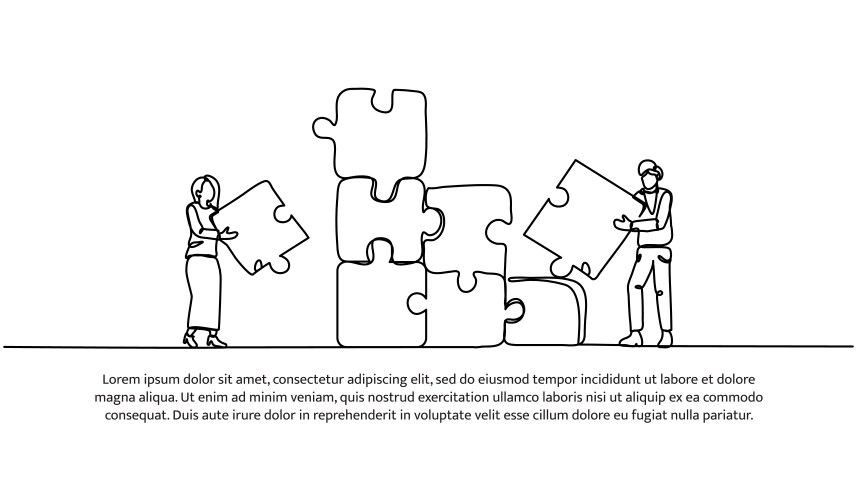 Continuous one line design of cooperation Vector Image