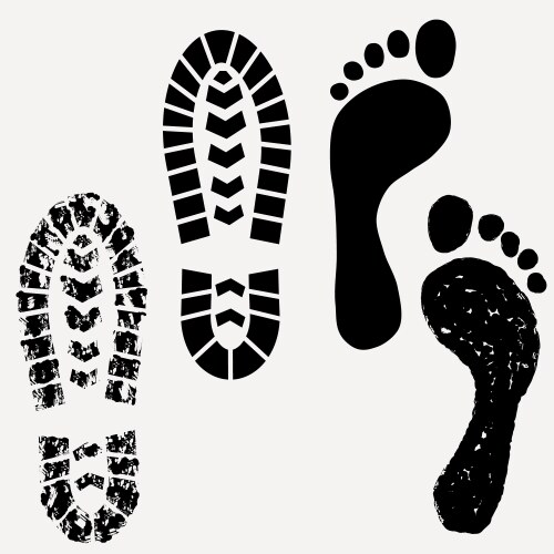 Running sport shoes footprint set Royalty Free Vector Image