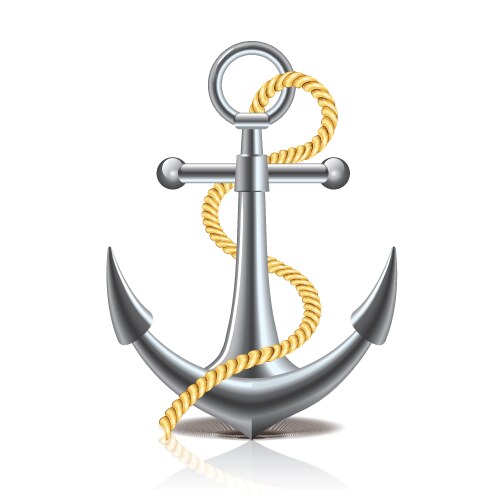 Gold Anchor with Rope Royalty Free Vector Image
