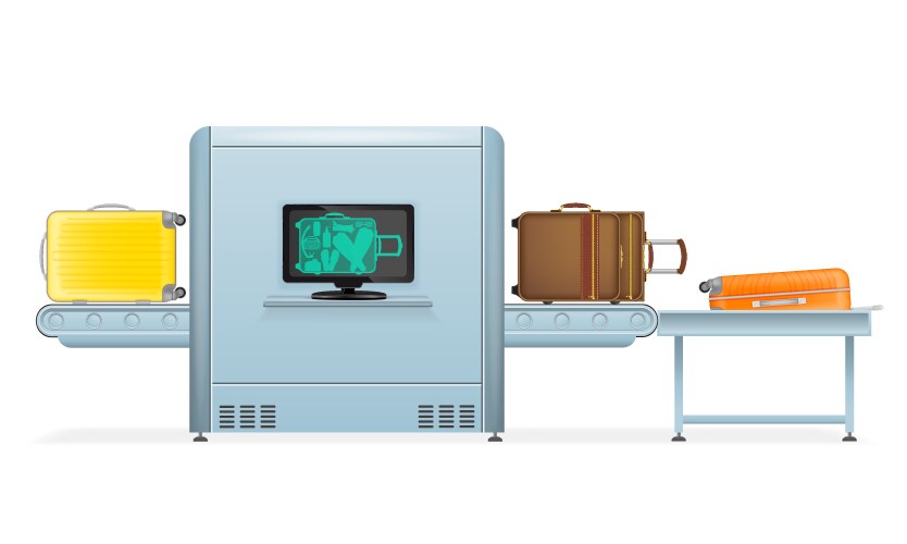 Airports baggage carousel isometric composition Vector Image