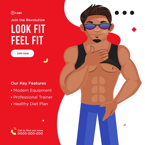 Banner design of bodybuilder Royalty Free Vector Image