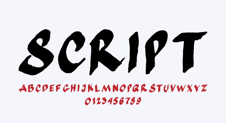 Handwritten brush font in grunge style Royalty Free Vector
