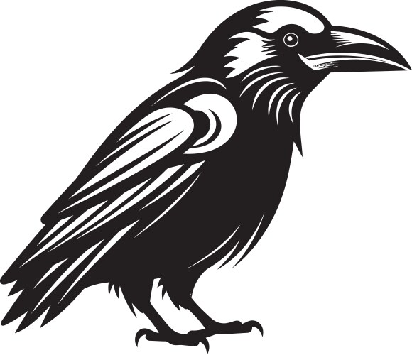 Raven silhouette geometric logo sleek crow iconic Vector Image