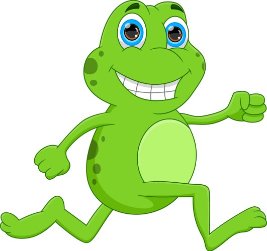Funny green frog cartoon sitting Royalty Free Vector Image